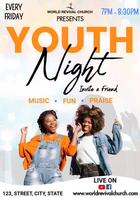 YOUTH NIGHT Template | PosterMyWall