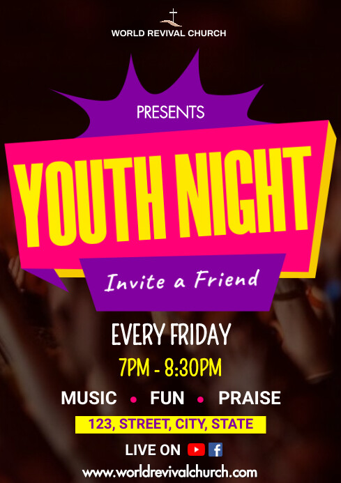 Youth Night Flyer Template Postermywall