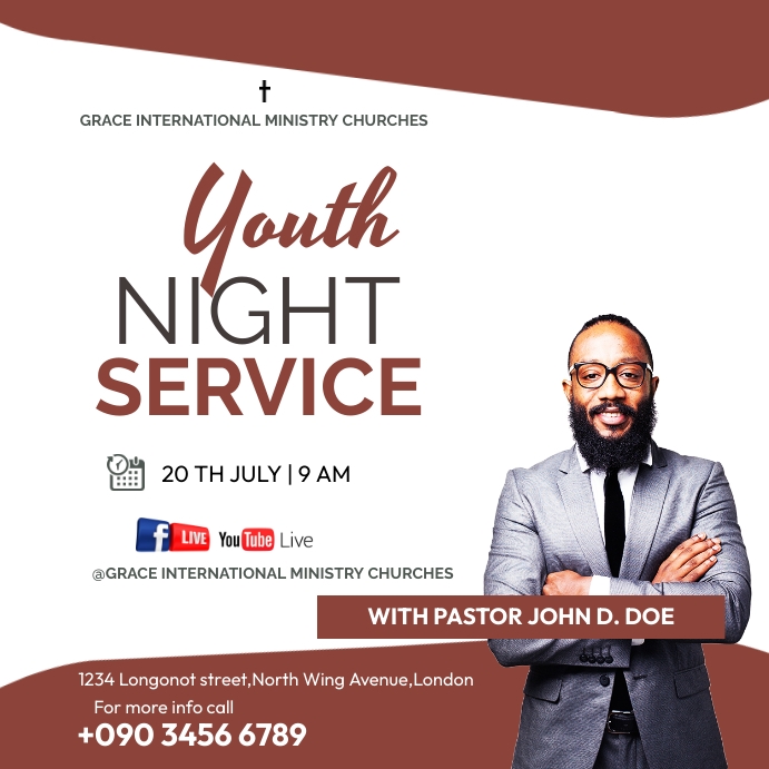 YOUTH NIGHT SERVICE FLYER Template | PosterMyWall