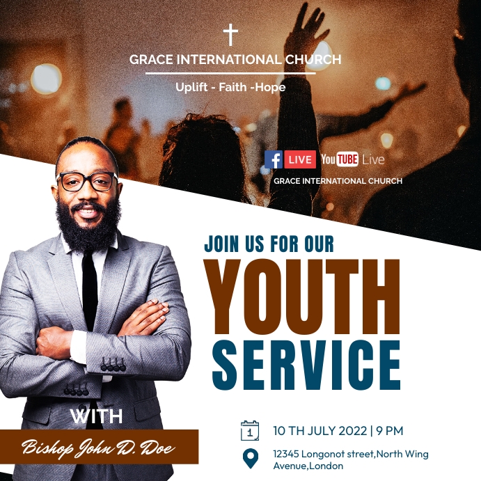 YOUTH SERVICE FLYER Template | PosterMyWall