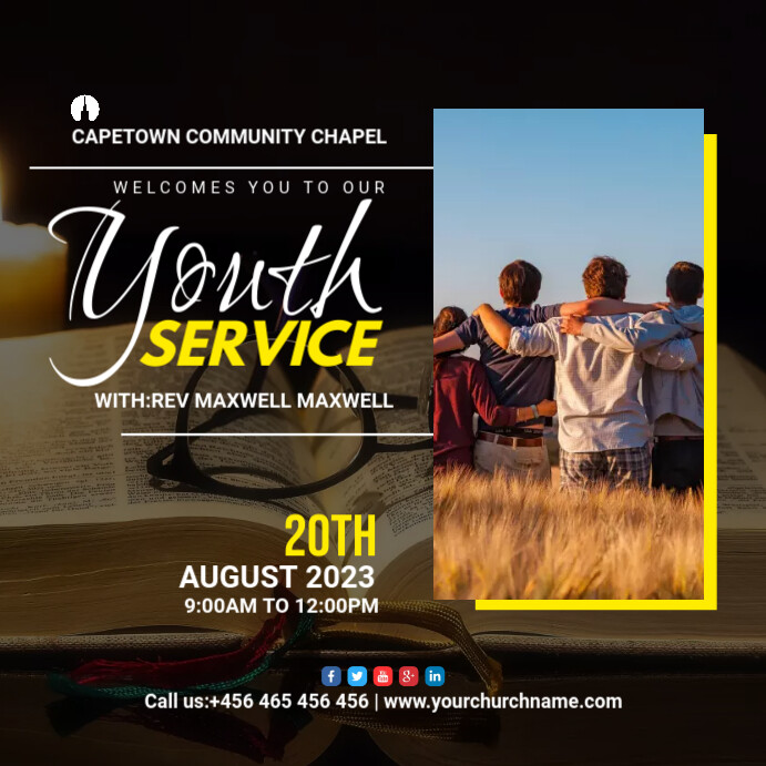 Youth service flyer template (3) | PosterMyWall