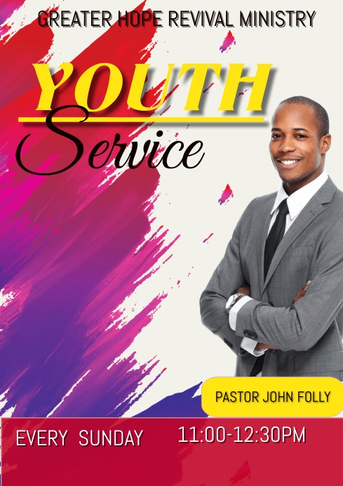 YOUTH SERVICE POSTER Template | PosterMyWall