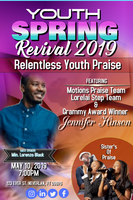 Youth Spring Relentless Revival Template | PosterMyWall