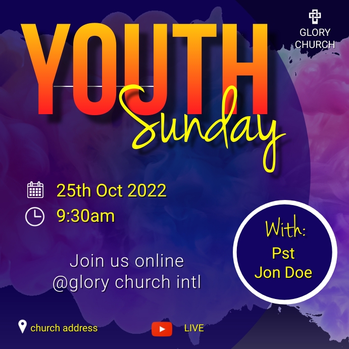 YOUTH SUNDAY (2) Template | PosterMyWall