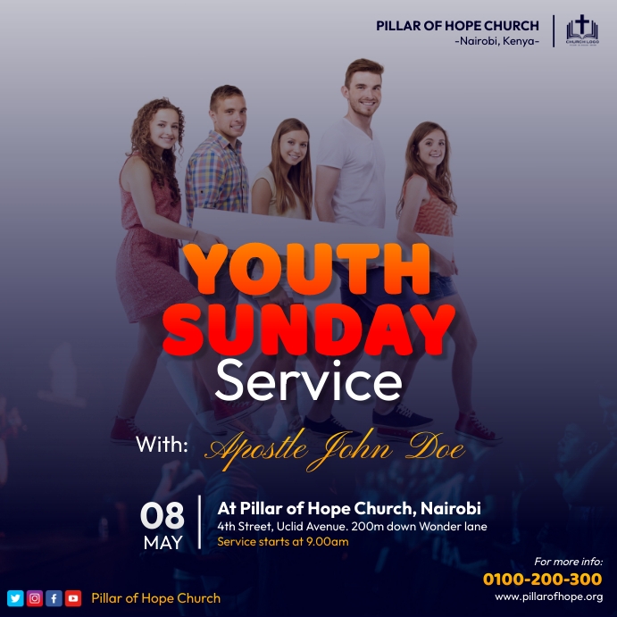 Youth Sunday service Template | PosterMyWall
