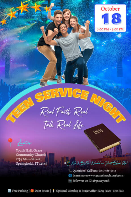 Youth Teens Service Night Template | PosterMyWall