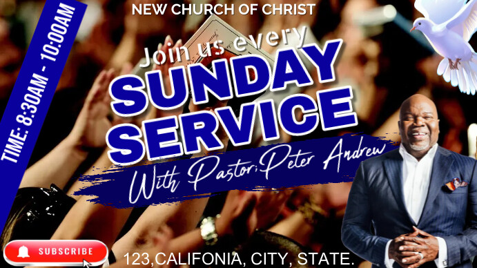 Copy of YouTube thumbnail about Sunday service | PosterMyWall