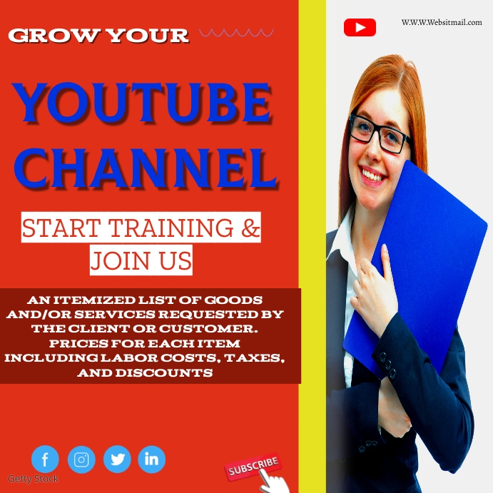 Youtube thumbnail channel poster (1) Template | PosterMyWall