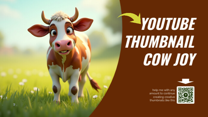 youtube thumbnail cow joy Template | PosterMyWall