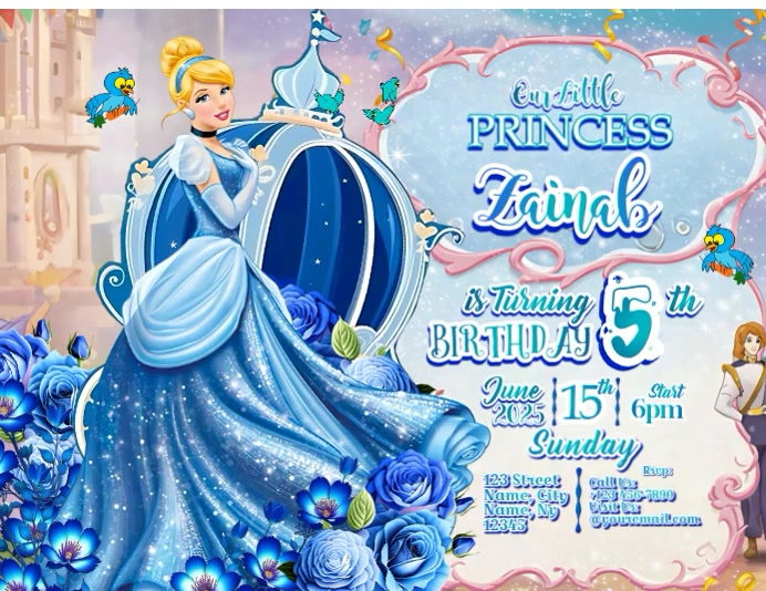 Zainab’s Enchanted Princess Birthday Party Template | PosterMyWall