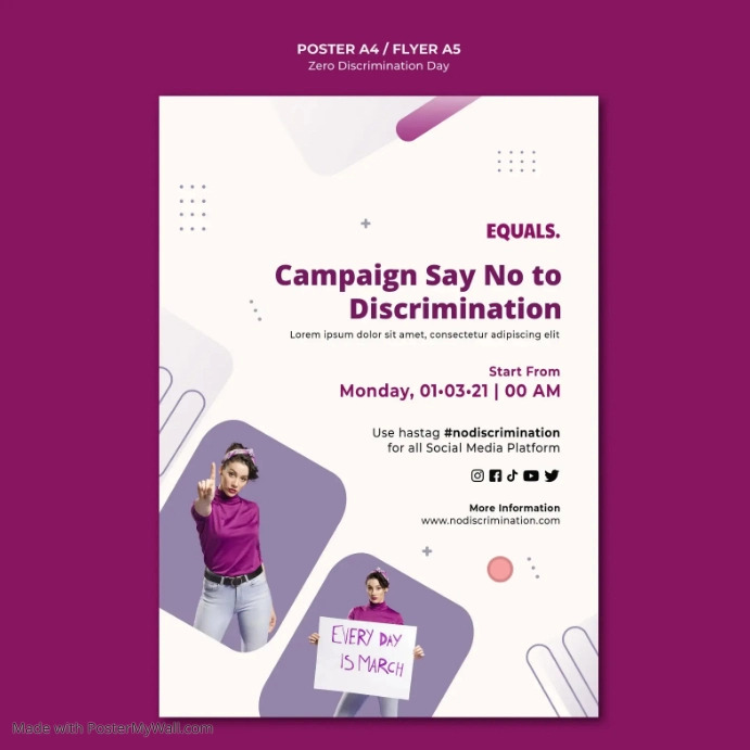 Zero discrimination poster design template | PosterMyWall