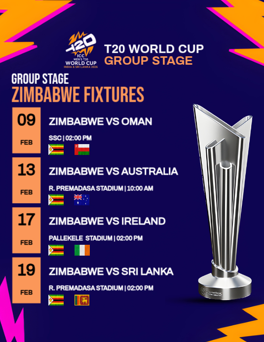 Zimbabwe t20 world cup group stage fixtures Template | PosterMyWall