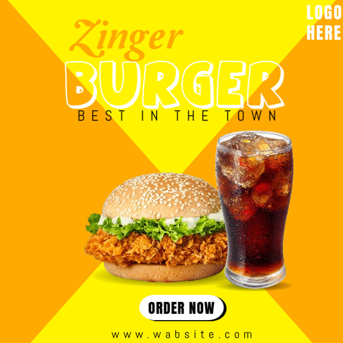 Zinger Burger Template Instagram Post | PosterMyWall