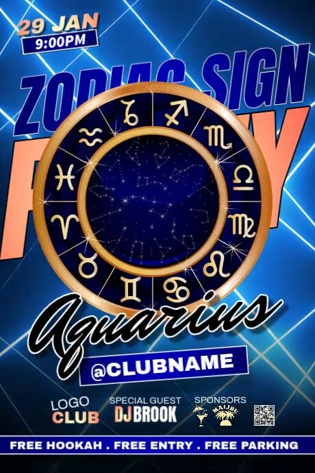 Zodiac Sign Aquarius Party Template | PosterMyWall