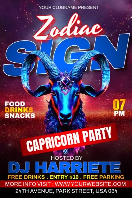 Zodiac Sign Capricorn Party Template | PosterMyWall