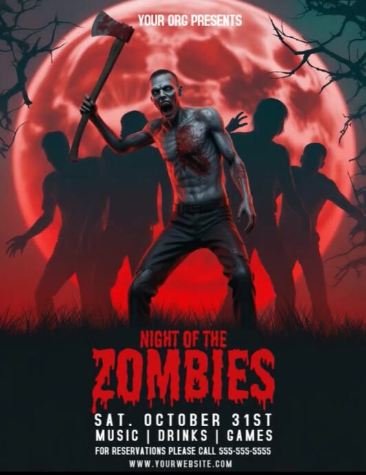 Zombie Flyer For Party. Halloween flyer Template | PosterMyWall