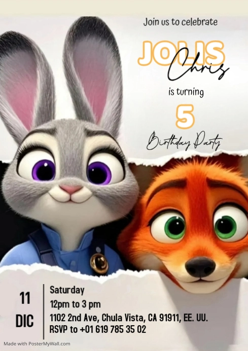 Zootopia invitation Modelo | PosterMyWall