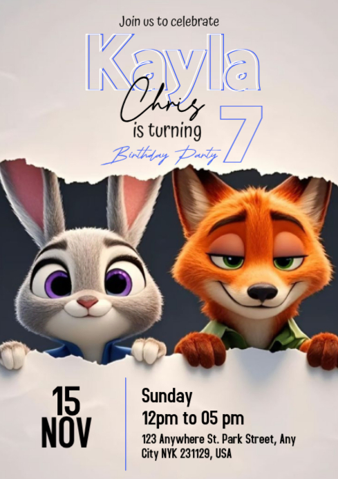Zootopia invitation Template | PosterMyWall
