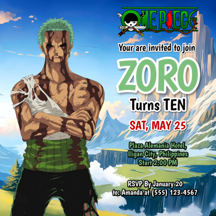 zoro birtdhay Template | PosterMyWall