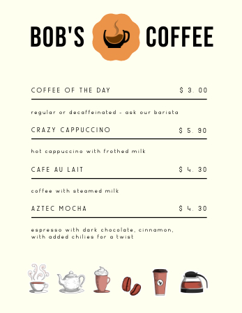 Free Coffee Menu Templates | PosterMyWall